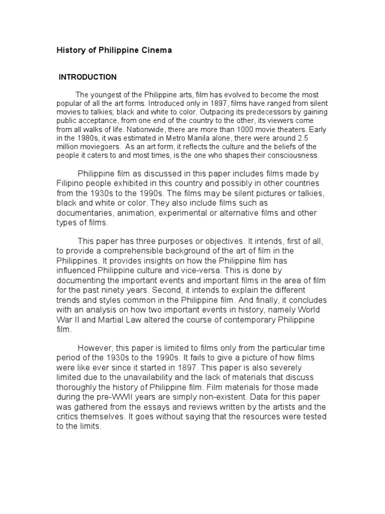 Evolution of Philippine Cinema (1930-1990) | PDF | Philippines | Cinema