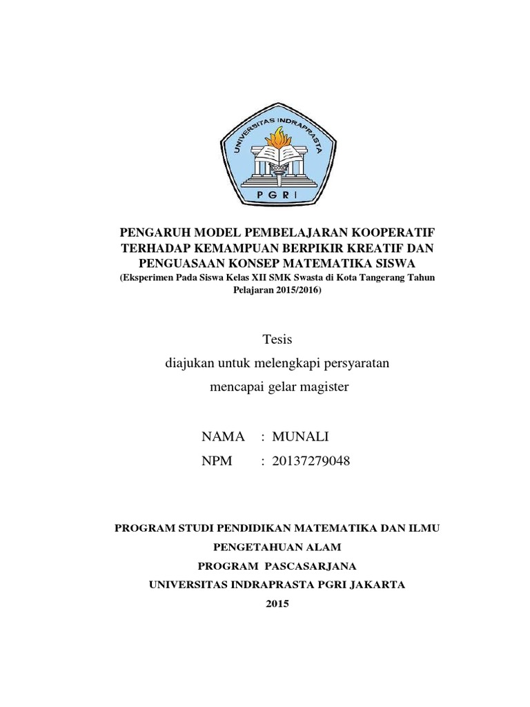 7b. Contoh Tesis DGN Eksperimen MANOVA (UNINDRA) | PDF