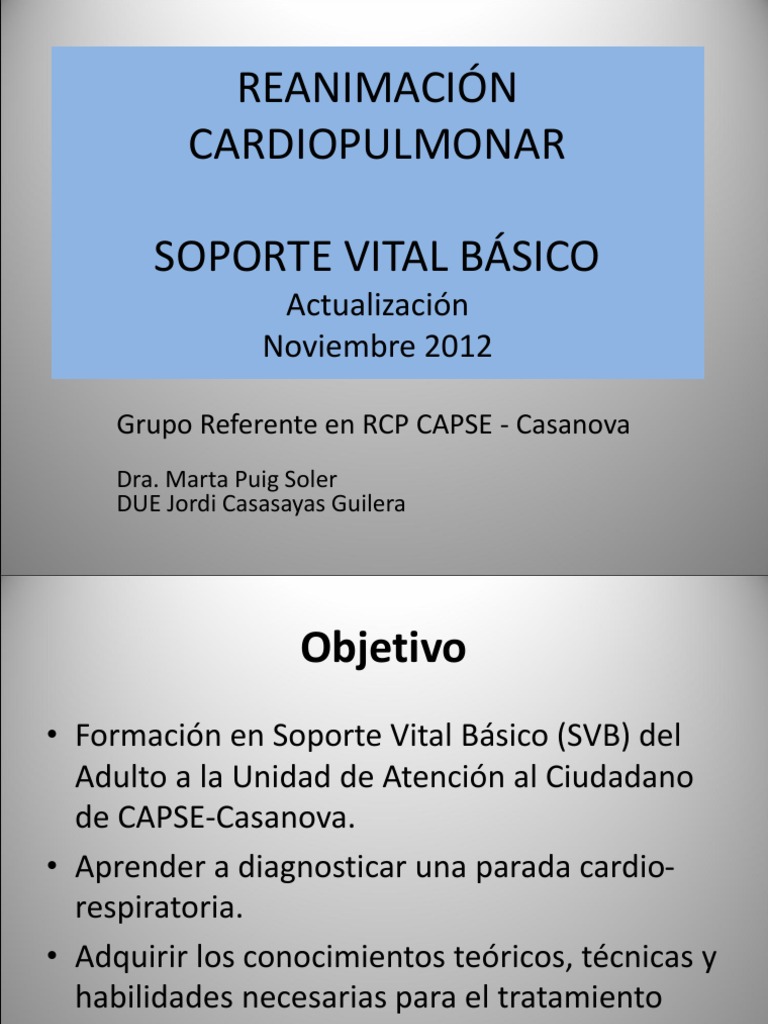 Presentación RCP Soporte Vital Básico | PDF | Reanimación ...
