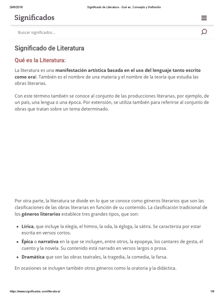 Significado de Literatura - Qué es, Concepto y Definición.pdf ...
