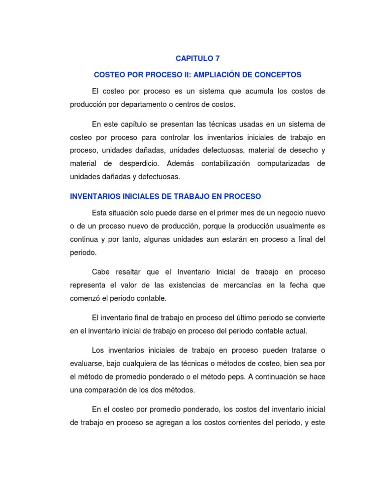 Costeo por Proceso: Conceptos Avanzados | PDF | Inventario | Costo