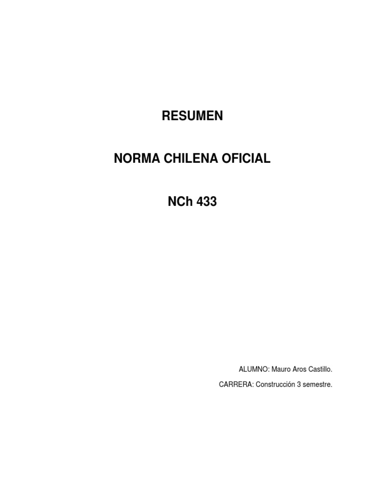 Resumen de Norma 433 | PDF | Temblores | Diseño