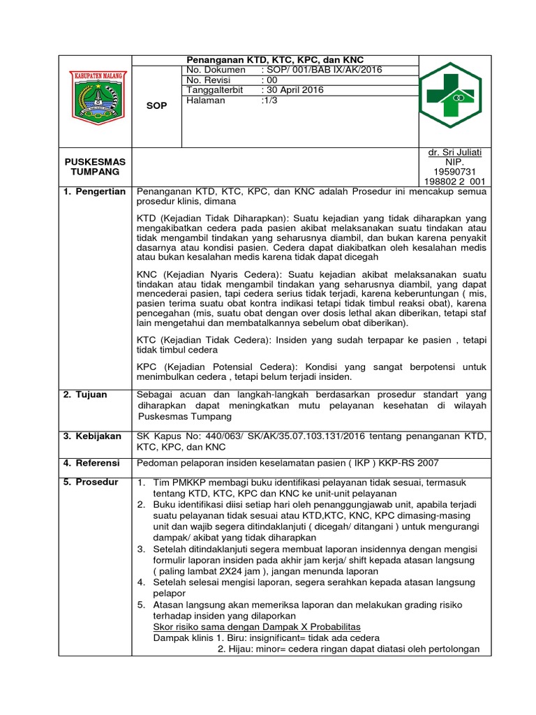 Sop KTD, KPC, KNC | PDF