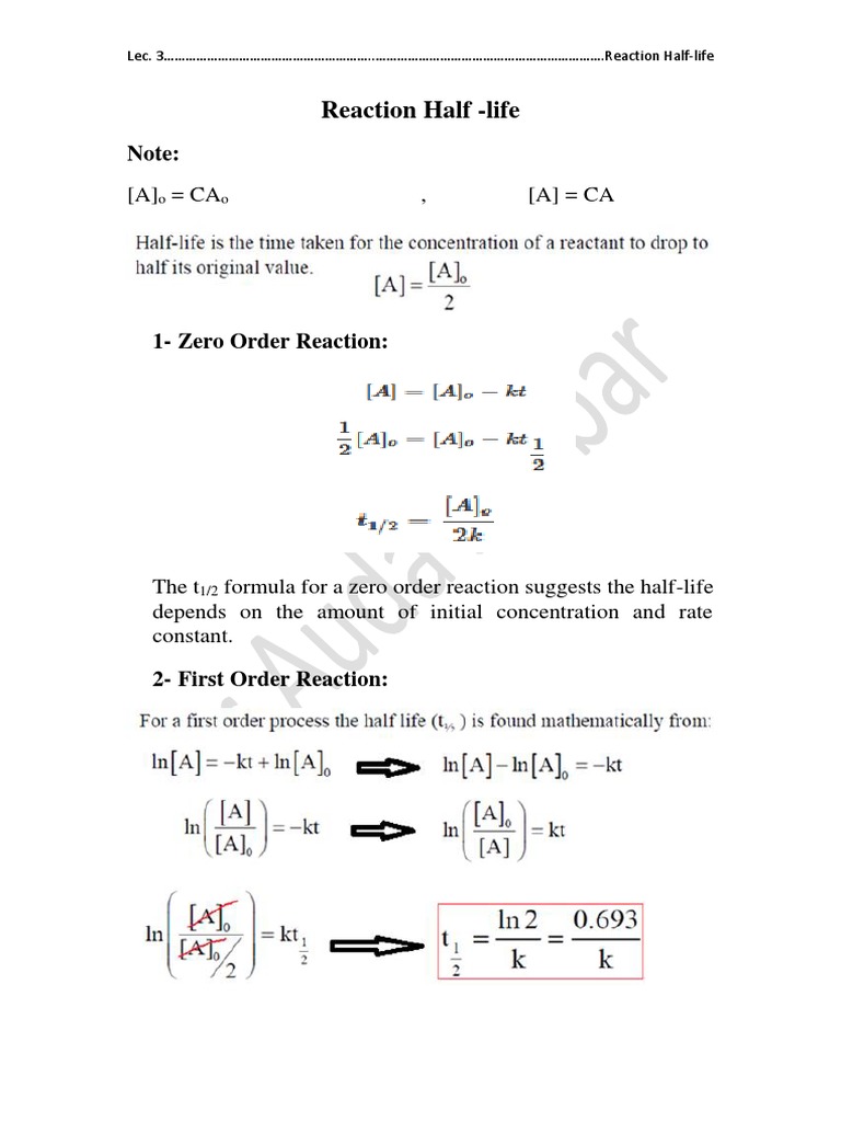 Reaction Half - Life: (A) Ca, (A) Ca | PDF | Hydrogen Peroxide ...