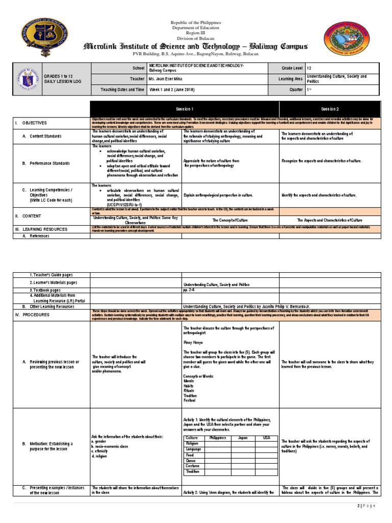 Ucsp DLL | PDF | Educational Assessment | Learning