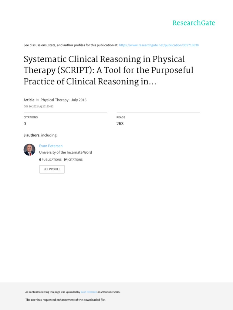 Script | PDF | Physical Therapy | Medical Diagnosis