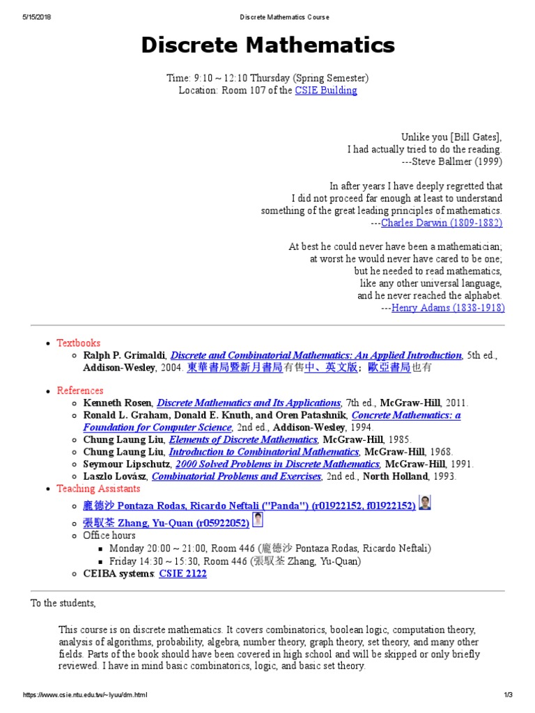 Discrete Mathematics Course.pdf | Discrete Mathematics | Formalism ...