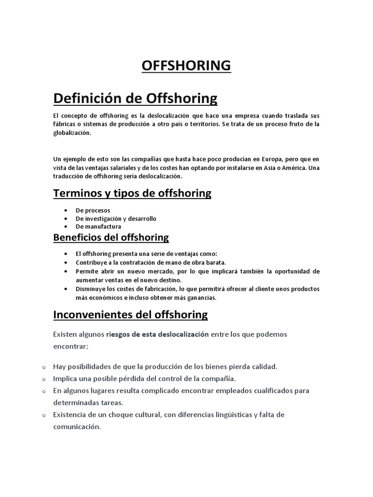 Off Shoring | PDF