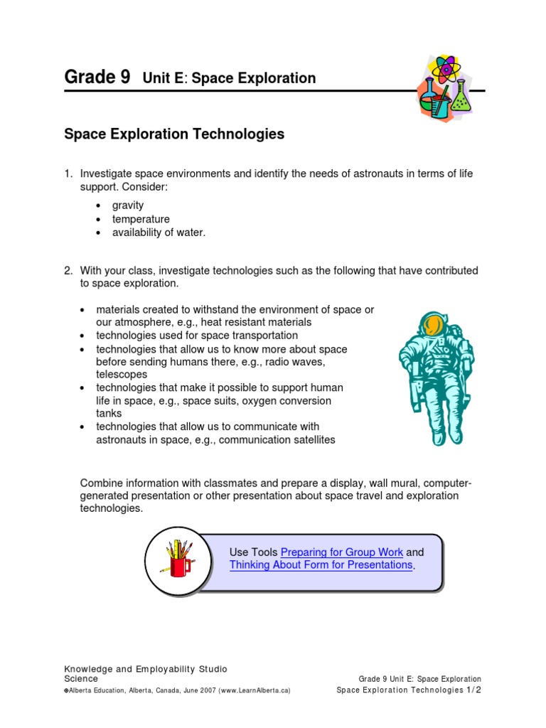 Grade 9: Unit E: Space Exploration | PDF | Space Exploration | Space