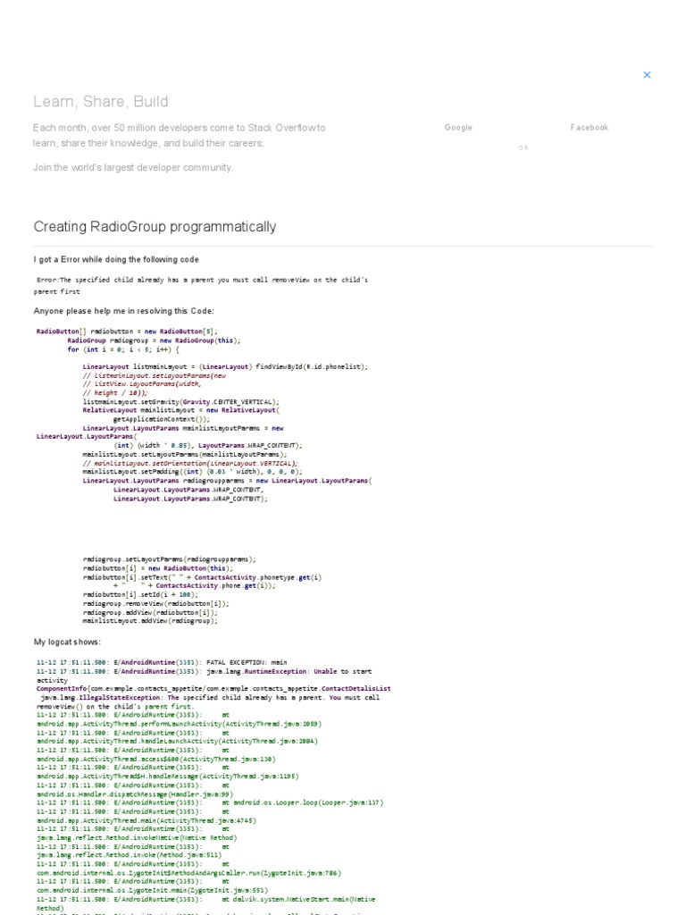 Android - Creating RadioGroup Programmatically - Stack Overflow | Download Free PDF | Java ...