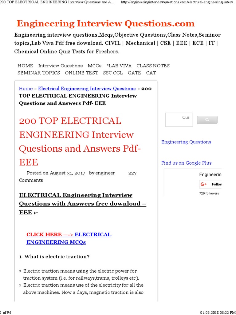 200 Top Electrical Engineering Interview Questions and Answers | PDF ...