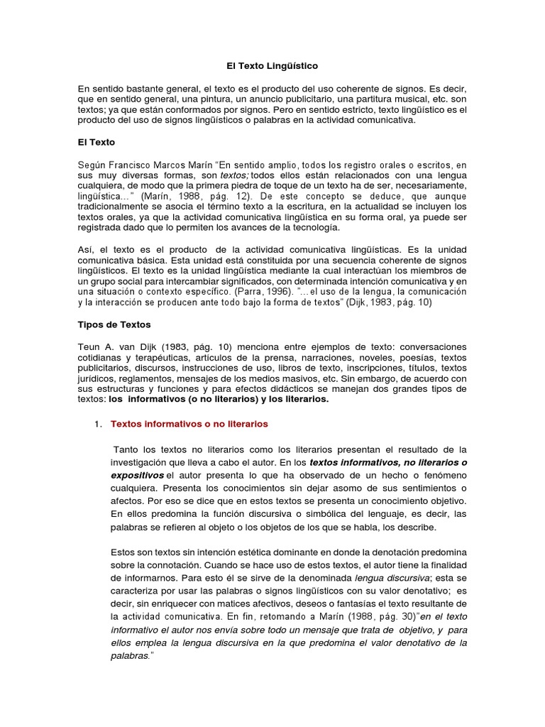 El Texto Lingüístico | Ensayos | Ciencia