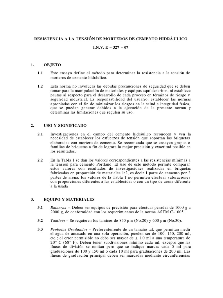 Norma INV E-327-07 PDF | PDF | Cemento | Tolerancia de ingeniería Norma INV E-327-07 PDF | PDF | Cemento | Tolerancia de ingeniería