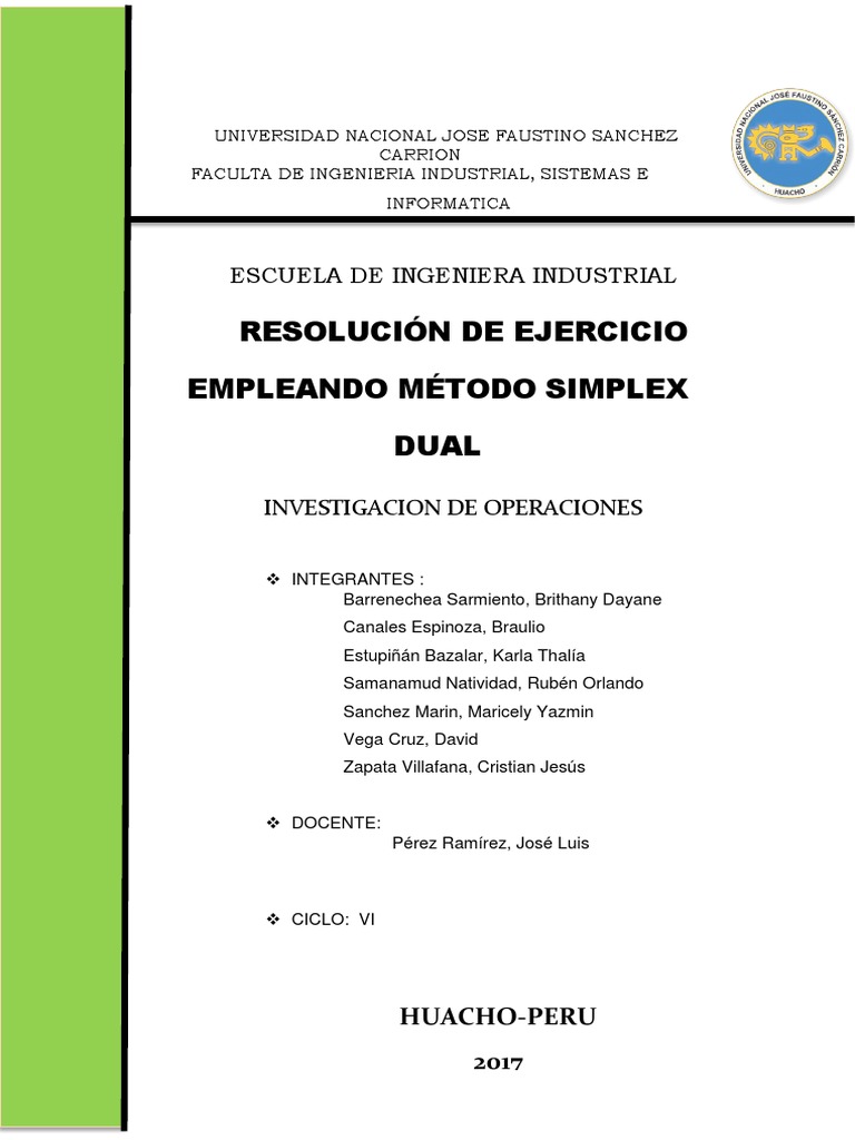 Ejercicio Dual Simplex | PDF | Análisis | Algoritmos