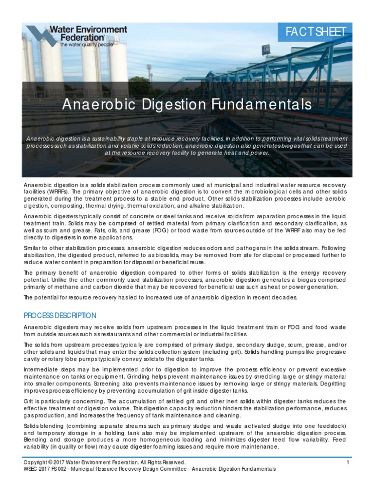 Anaerobic Digestion Fundamentals Fact Sheet | PDF | Anaerobic Digestion | Biogas