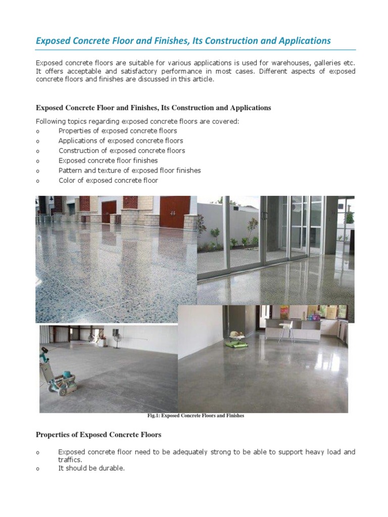 Exposed Concrete Floor and Finishes, Its Construction and Applications ...