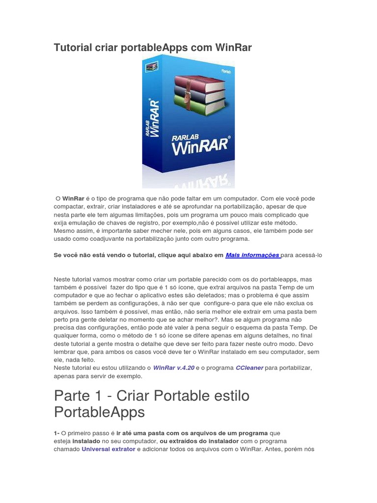 Tutorial Criar Portable Com WinRar | PDF | Janela (informática ...