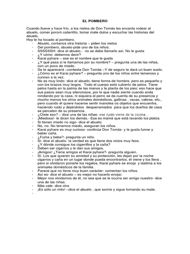 La leyenda del Pombero para niños | PDF | Ocio