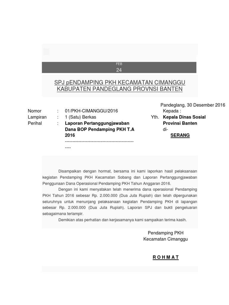 Contoh SPJ PKH | PDF