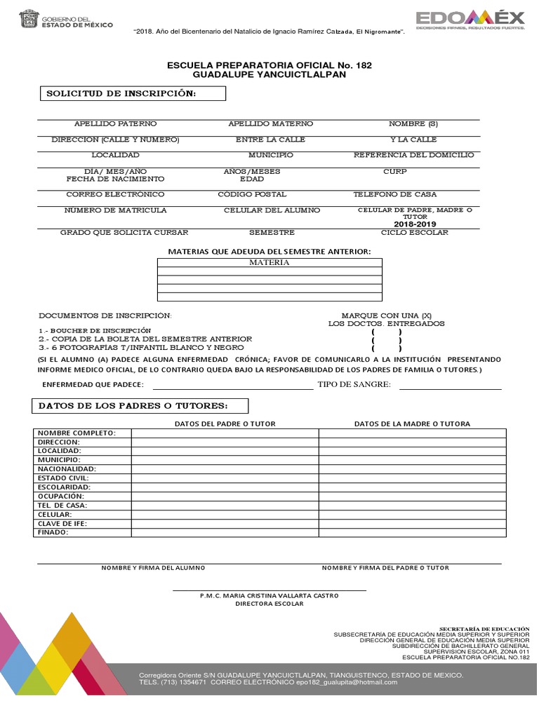 Solicitud de Ins 3° y 5° Semestre | PDF | Educación Secundaria ...