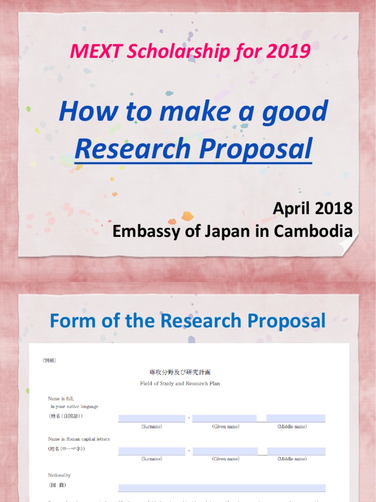 MEXT Scholarship Research Proposal Guide | PDF | Cambodia | Japan