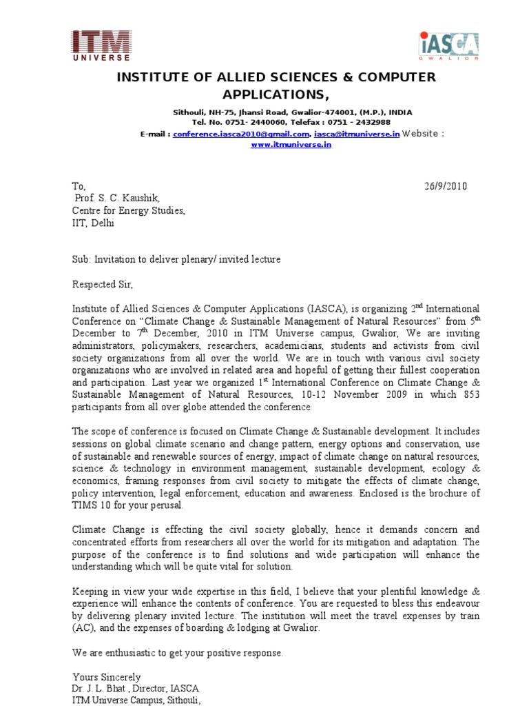 Invitation Letter | PDF | Sustainability | Sustainable Development