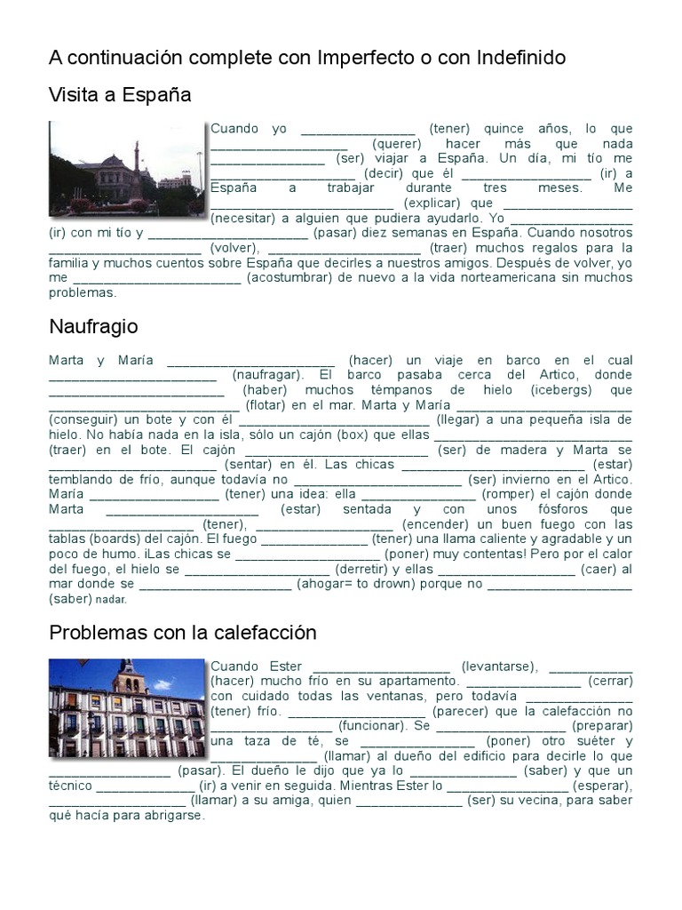 Indefinido y Imperfecto-Ejercicios | PDF | Caldera | Ocio