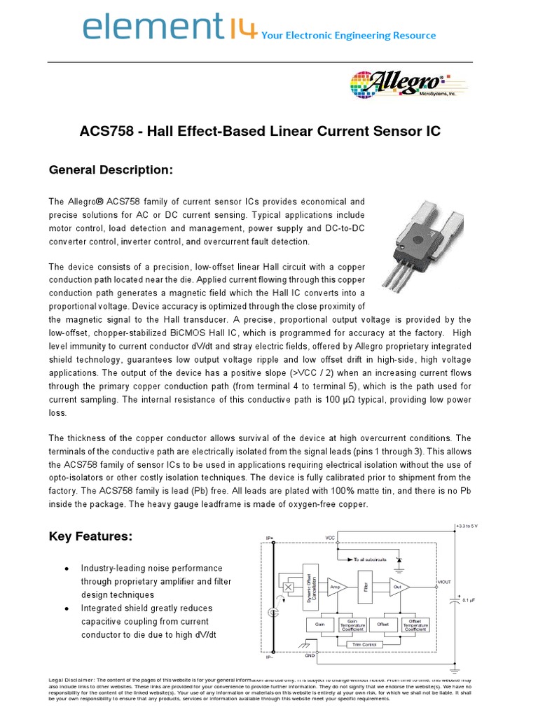Allegro ACS758LCB 100B PFF T Datasheet | PDF | Electric Current | Power ...