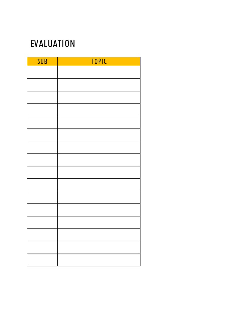 Evaluation: SUB Topic | PDF