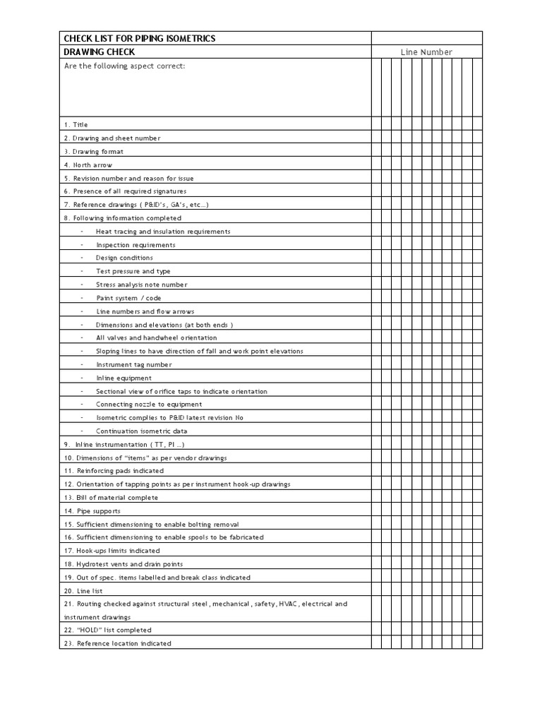 07 - Check List For Piping Isometrics | PDF