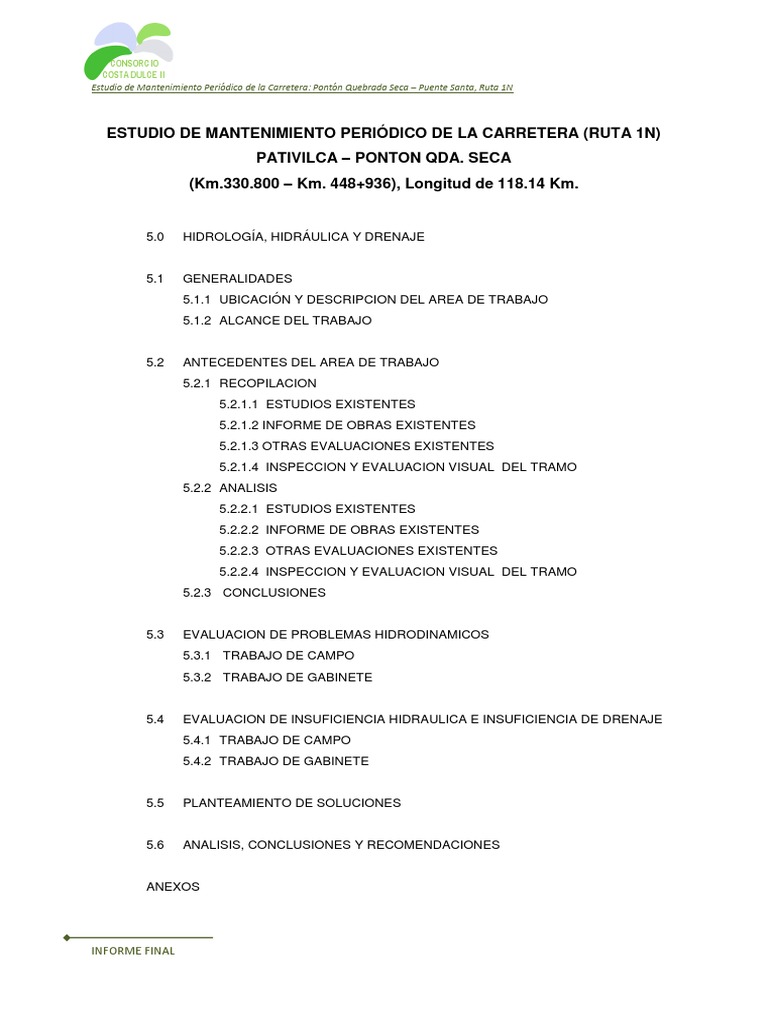 Mantenimiento Carretera Ruta 1N: Informe Final | PDF | Precipitación | Río