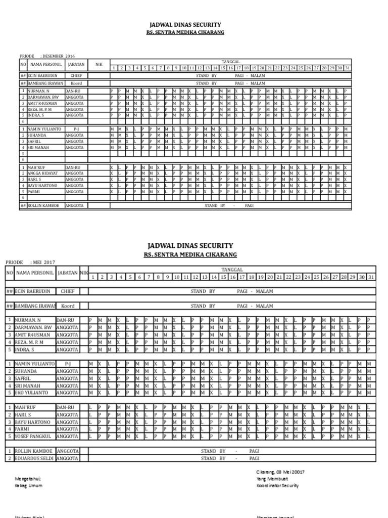 Jadwal Security | PDF