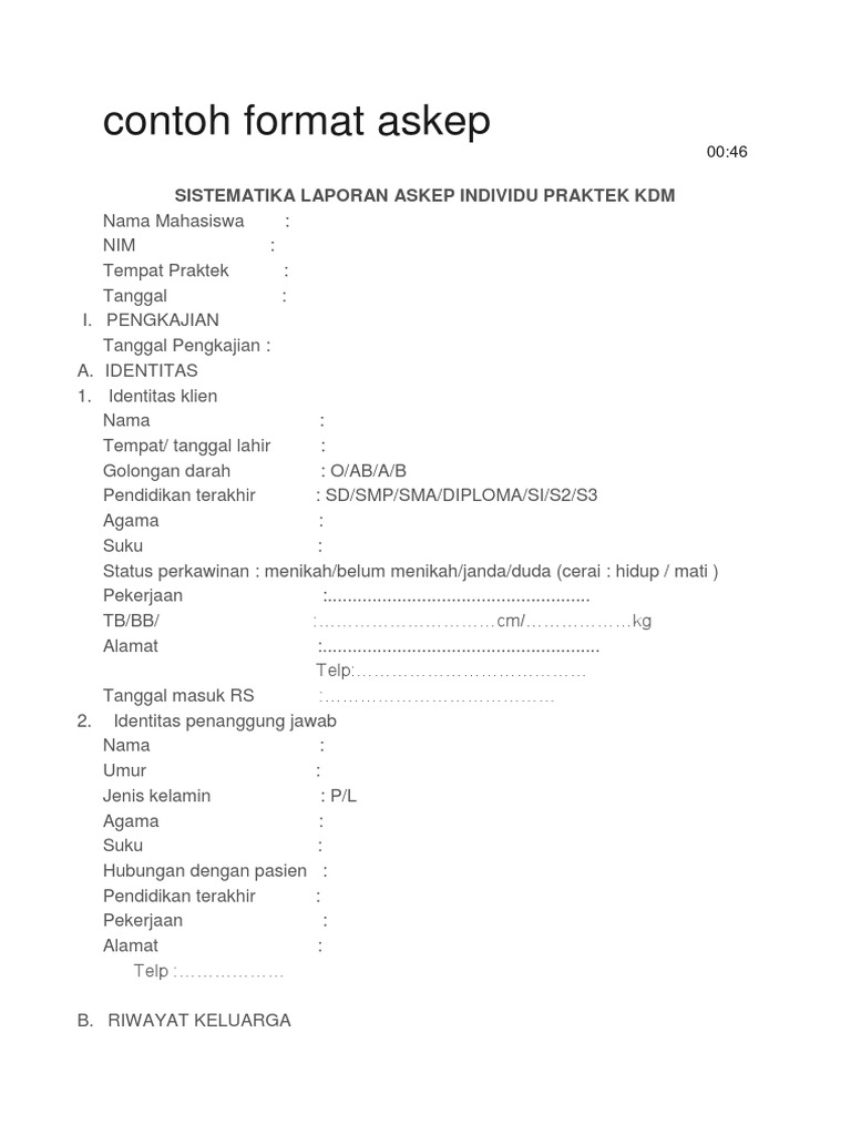 Contoh Format Askep Keperawatan | PDF
