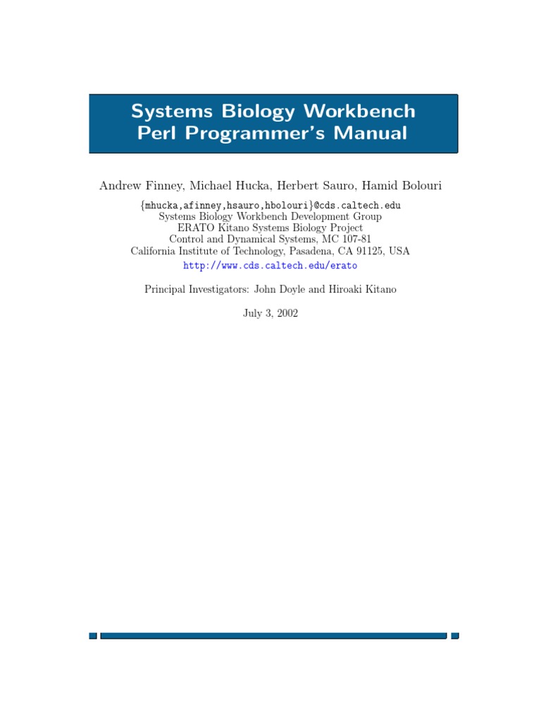 Systems Biology Workbench Perl Programers Handbook | PDF | Integer ...