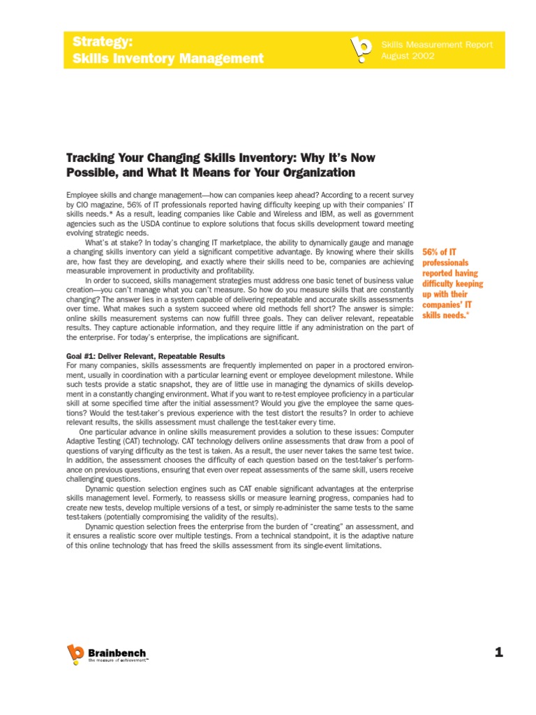 STG SkillsInvMgnt | PDF | Goal | Inventory