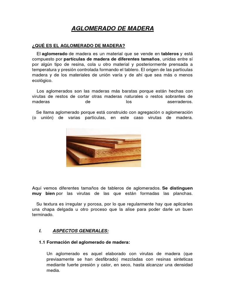 Características del Aglomerado de Madera | PDF | Madera | Caucho natural