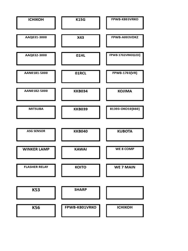 Parts And Supplier Documentation For Ichikoh Automotive Components PDF