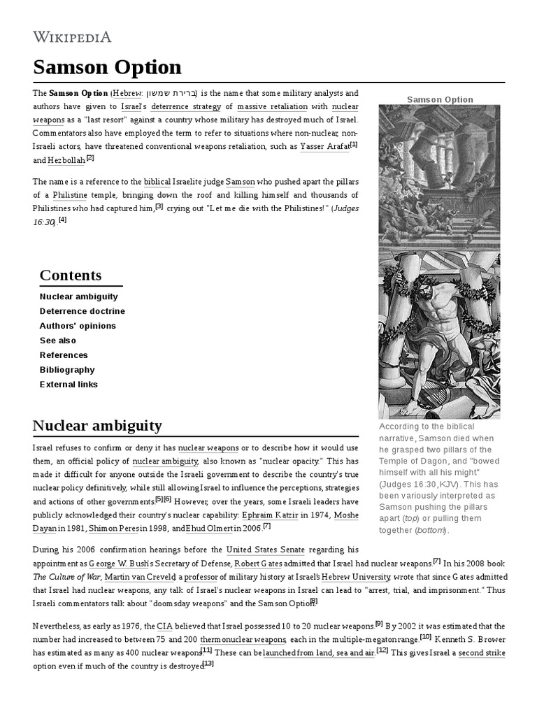 Samson Option | PDF | International Security | International Relations