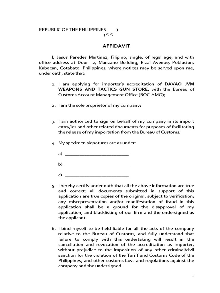Affidavit Sole Prop | PDF | Affidavit | Social Institutions