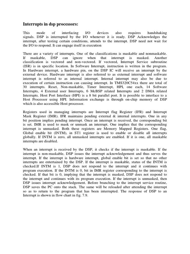 Interrupts in DSP | PDF | Digital Signal Processor | Input/Output