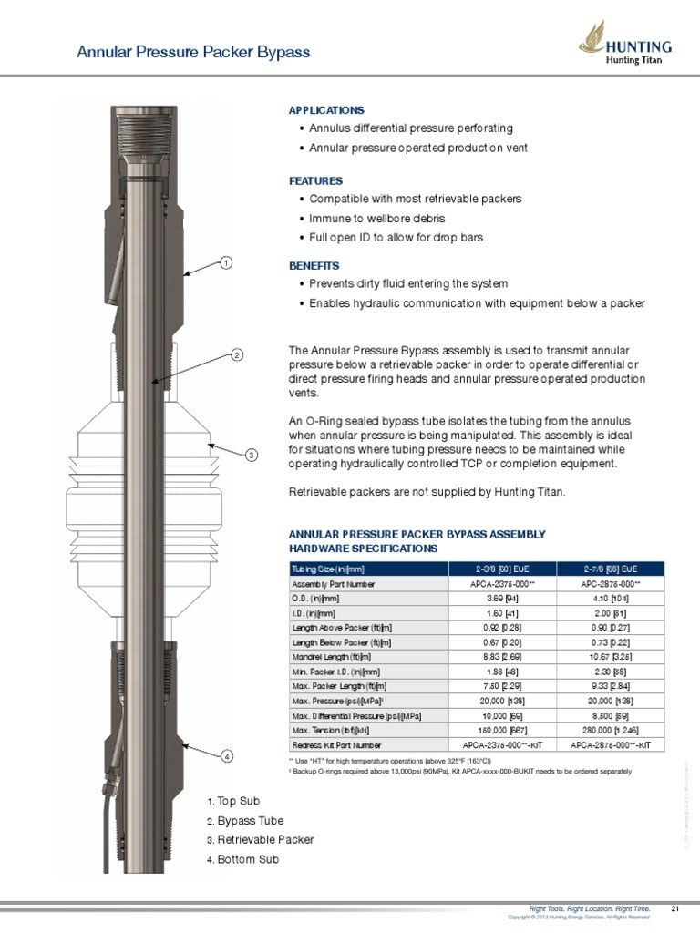Annular Pressure Packer Bypass | PDF | Pressure | Chemical Engineering