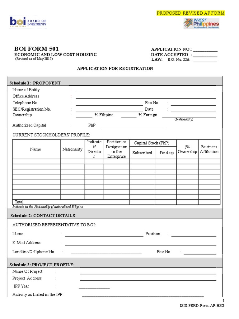 Boi Form 501 - Economic and Low-Cost Housing | PDF | Income Statement ...