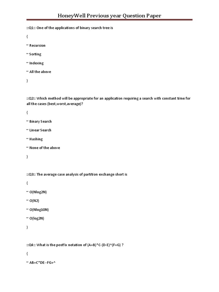 Honeywell Model Question Paper | PDF | Process (Computing) | Scheduling (Computing)
