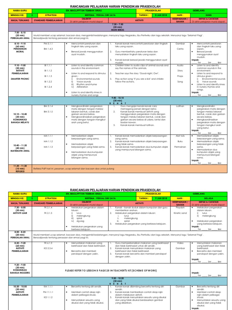 RPH Minggu 2 Bertema Perihal Diri Saya | PDF