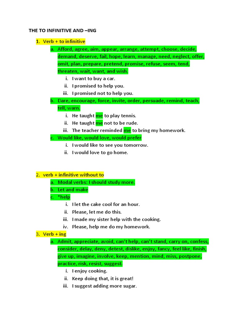 The To Infinitive and Ing | PDF
