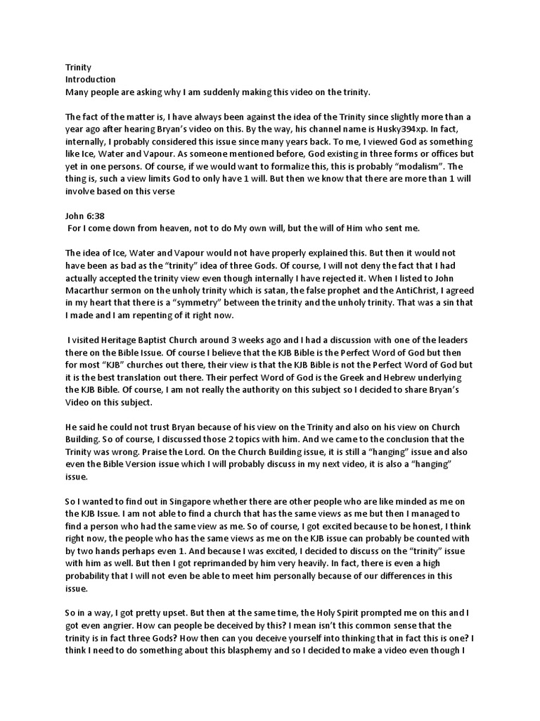 Trinity Heresy | PDF | Trinity | God In Christianity