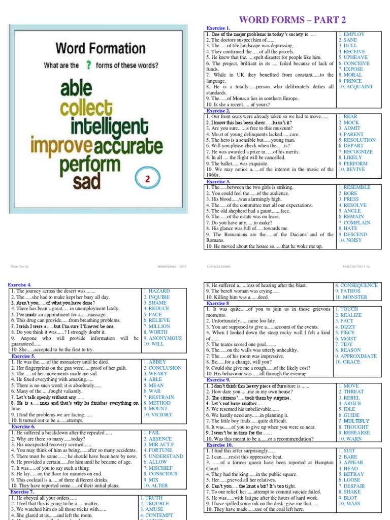 Word Forms - Part 2: Exercise 1 | PDF