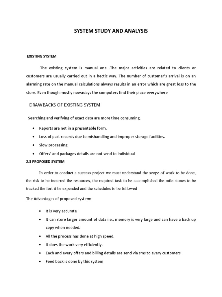 System Study and Analysis: Drawbacks of Existing System | PDF