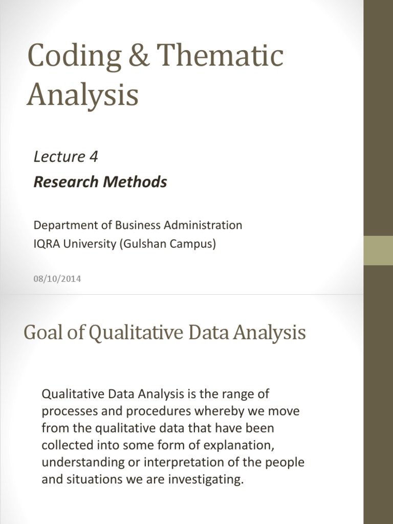 Coding & Thematic Analysis: Research Methods | PDF | Qualitative ...
