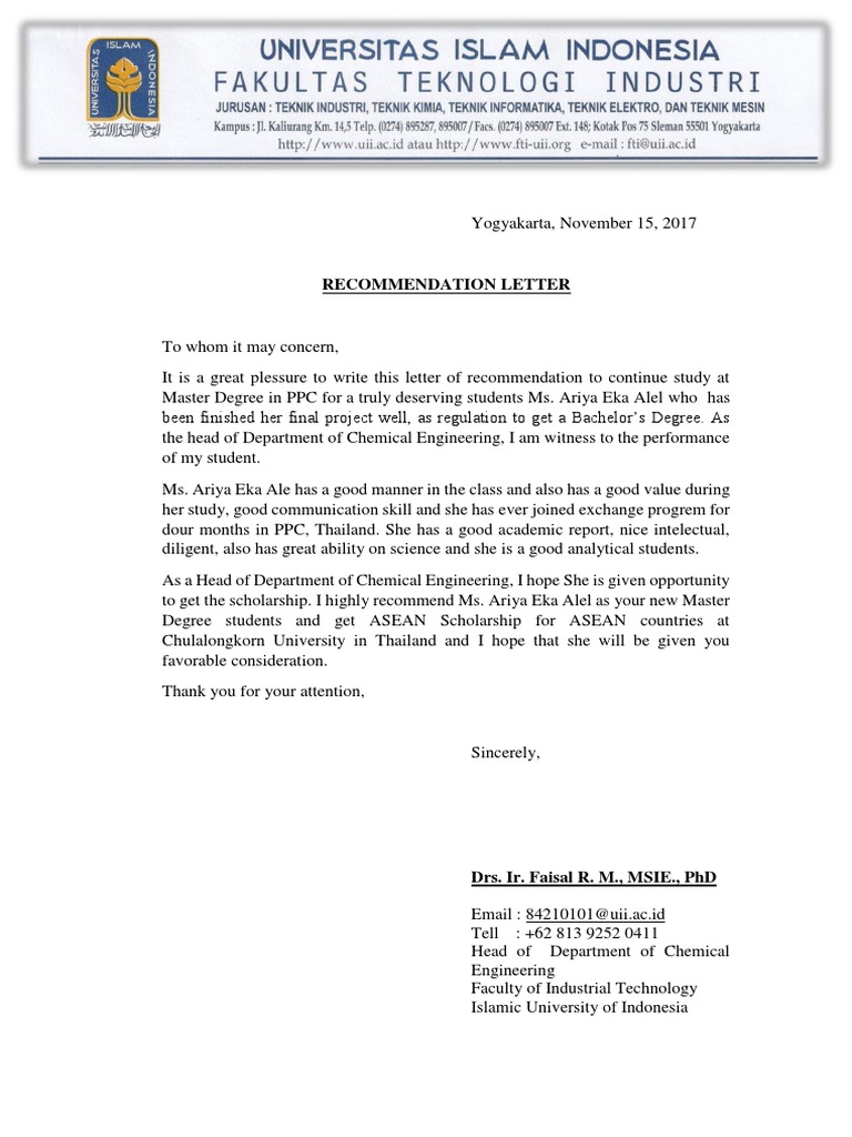 Contoh Surat Rekomendasi | PDF | Academic Degree | Titles